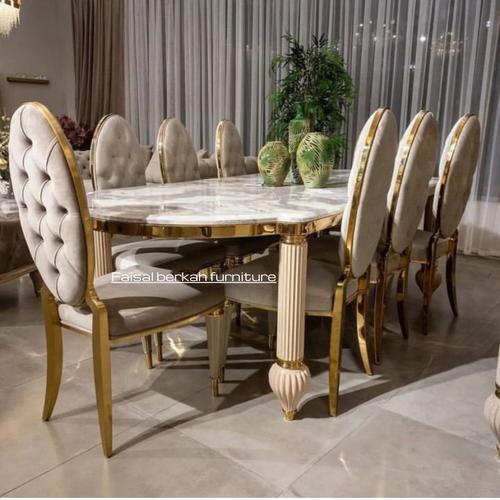 Jual Meja makan marmer 8 kursi,dining tables set marbel stainless seet ...