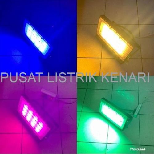Jual Lampu Sorot Tembak Audalux Led Flood Light Biru Pink Hijau 50 Watt ...