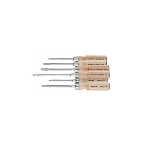 Jual Holex Screwdriver Set Wooden Handle 6 Pcs For Slot Head & Phillips ...