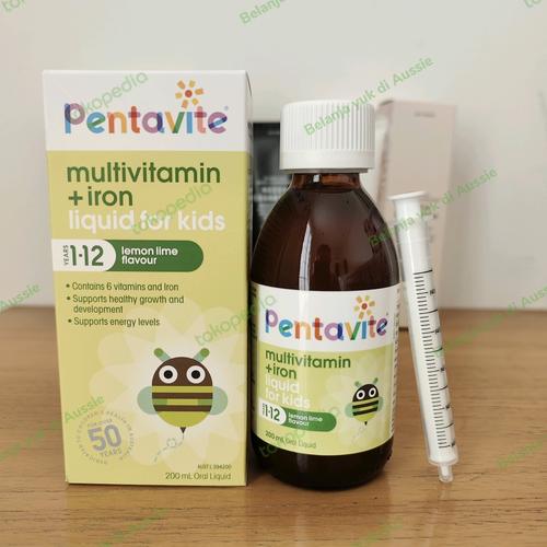Promo Pentavite multivitamin + iron liquid for kids 200mL 1-12 Years ...
