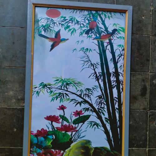 Jual hiasan dinding lukisan cetak bambu fengsui plus bingkai ukuran 85* ...