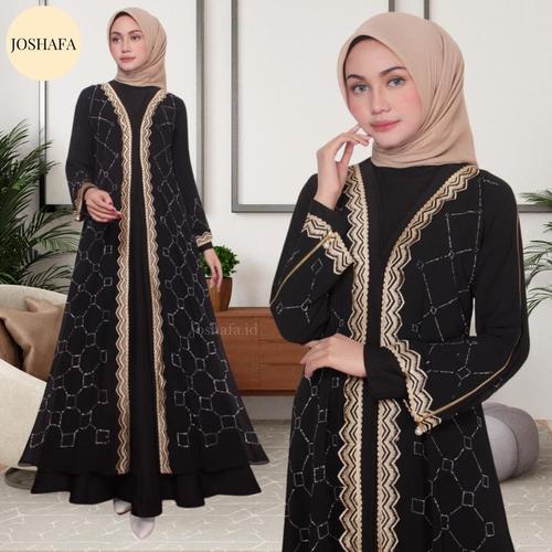 Jual Abaya Jubah Gamis Hitam Mata Renda Kuning Emas Joshafa 01 - All ...