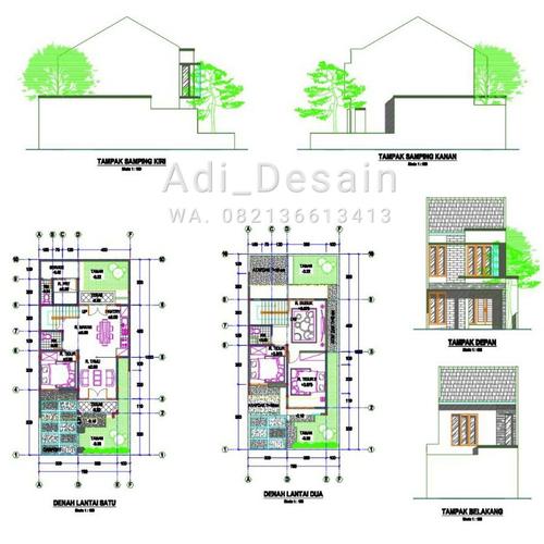 Jual paket murah 1 Gambar Denah dan Tampak Arsitek Bangunan Rumah IMB ...