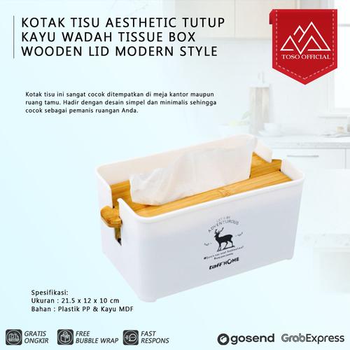 Jual Kotak Tisu Aesthetic Tutup Kayu Tempat Tissue Box Wooden Lid ...