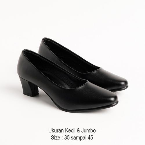 Jual Sepatu pantofel wanita guru hitam dop 5cm Size Kecil Jumbo 35 - 45 ...