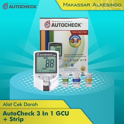 Jual AutoCheck 3 In 1 Alat Cek Gula Darah Kolesterol dan Asam Urat GCU ...