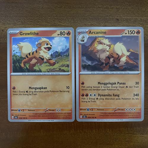 Jual Growlithe arcanine pokemon tcg indonesia sv2a original - arcanine ...