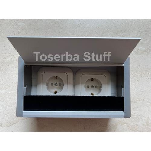 Jual BOX GROMMET STOP KONTAK LANTAI SILVER ALUMINIUM DUAL DOUBLE POWER ...