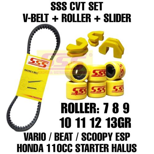 Jual SSS PAKET KIRIAN CVT BELT SLIDER ROLLER BEAT SCOOPY ESP STARTER ...