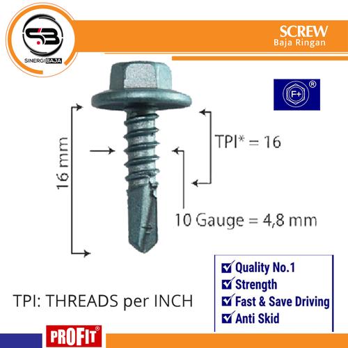 Jual Paku Skrup Sekrup Baut 16 16 19 Screw Roofing Baja Ringan - 16 ...