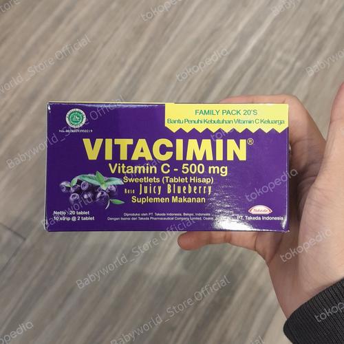 Jual vitacimin vitamin C 500mg tablets isap BLUEBERRY (isi 10 strips ...