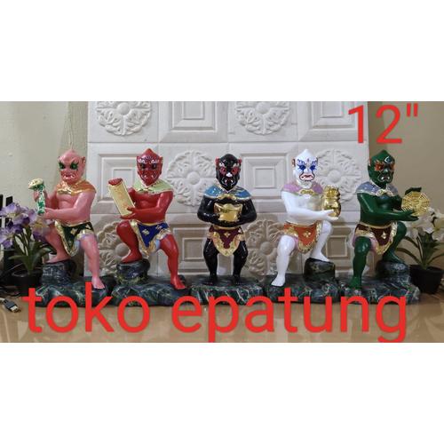 Jual patung dewa 5 hantu / lima hantu / go kui / gokui - kayu - 12 inch ...