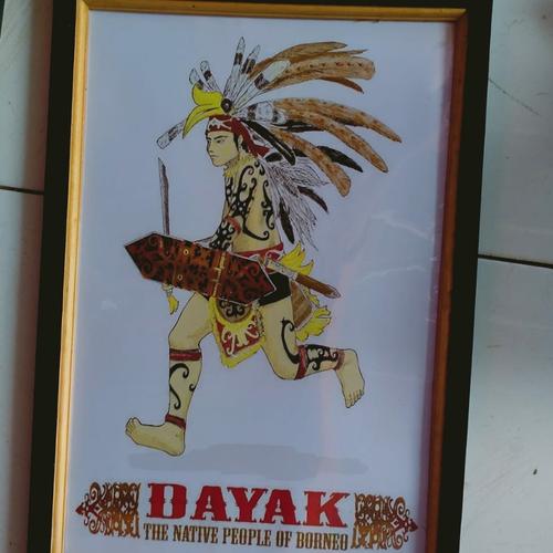 Jual hiasan dinding poster suku Dayak plus bingkai uk53*35 - Kab ...