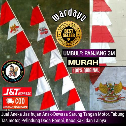 Jual Umbul Umbul Bendera Merah Putih 3meter 8mata Segitiga Kain Satin Katun - Kab. Sidoarjo ...