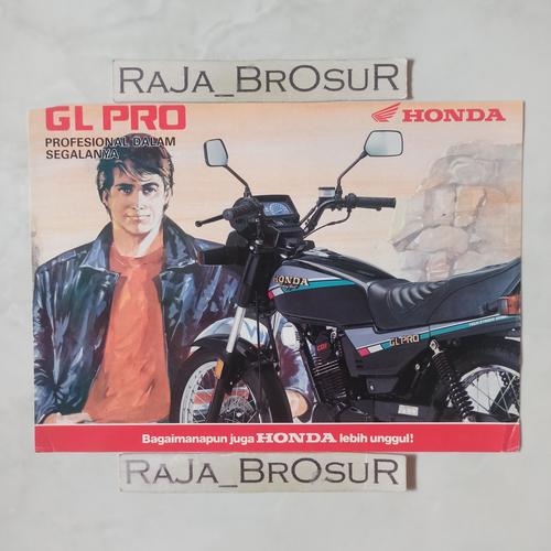 Jual Poster brosur katalog flyer jadul Honda GL PRO Black Engine 1992 ...