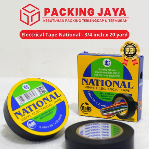 Jual ISOLASI LISTRIK NATIONAL PVC HITAM 3/4 " X 20YARD SELOTIP LISTRIK ...