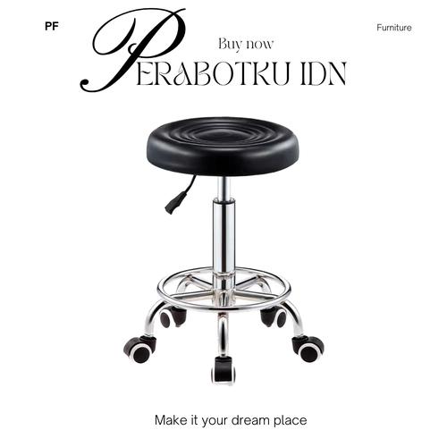 Jual BARSTOOL BULAT RODA KURSI BAR BANGKU SALON BULAT - HITAM RODA ...