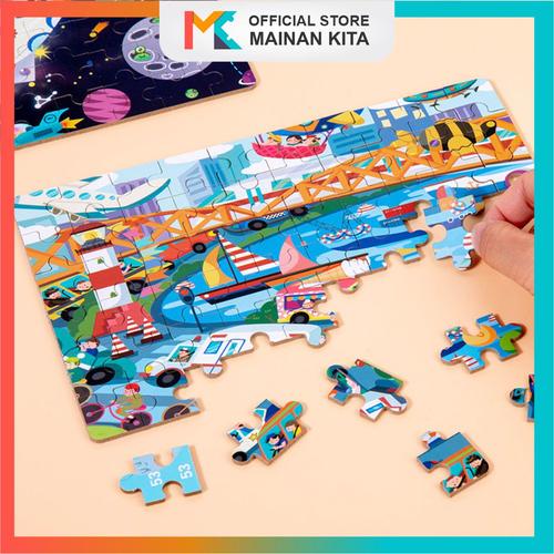 Promo [MK202] Mainan Edukasi Anak Puzzle Kayu 60pcs Kotak Besi / jigsaw ...