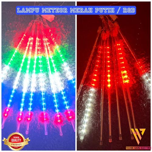 Promo Lampu Meteor LED 10 batang panjang Merah Putih Agustus RGB 50cm ...