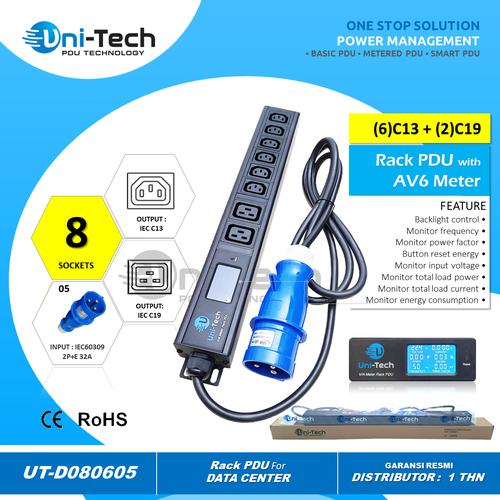 Jual 8 Ports Mix. C13 + C19 PDU with AV6 Meter, Input 32A - Kota Bekasi ...