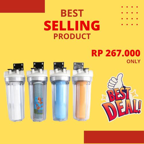 Jual Paket 4 Filter Air Zat Besi & Kapur Housing Clear 10" - 1 inch, 01 ...