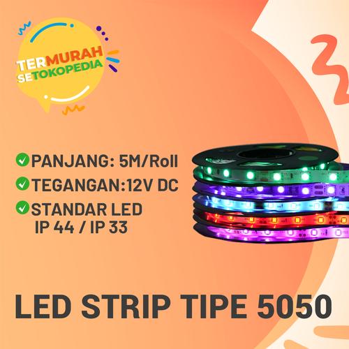 Jual Lampu LED Strip 5050 5 Meter Warna Pink Biru Hijau Merah Putih ...