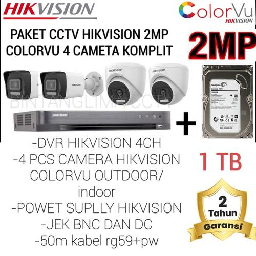 Jual PAKET CCTV HIKVISION 2MP COLORVU 4 CAMERA KOMPLIT - PLUS HDD 500GB ...