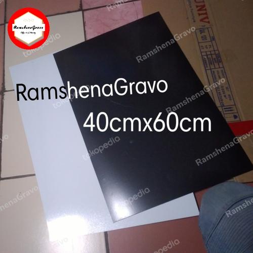 Jual gravoply hitam putih / bahan gravir / name plate / 40cmx60cm tebal ...