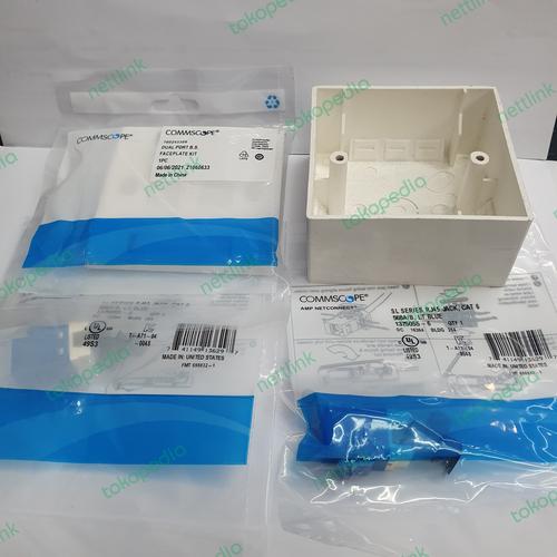 Jual face plate 2 port commscope lengkap modular jack cat 6 dan outbow ...