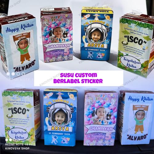 Jual Label Susu Kotak/Susu Custom Berlabel Sticker/Sudah termasuk Susu ...