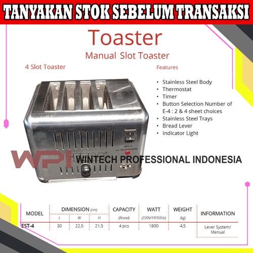 Jual Getra EST-4 Toaster Pemanggang Roti 4 Slot Stainless Manual Pop Up ...