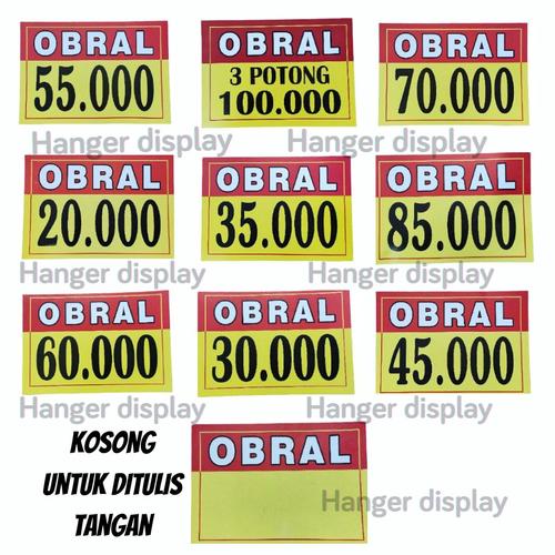 Jual Kertas Tulisan Harga Bandrol / Name Tag Harga Jualan / Kertas ...