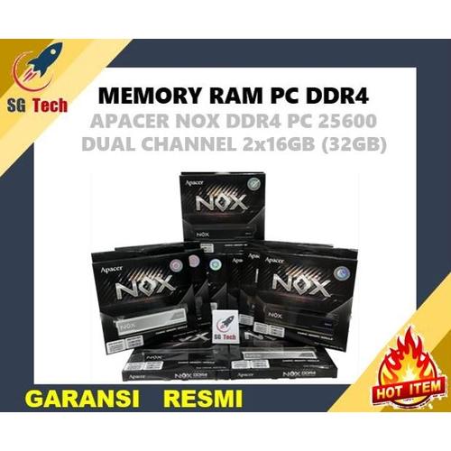Jual RAM MEMORY PC APACER NOX 32GB (2X16GB) DDR4 3200 MHz-LIFETIME ...