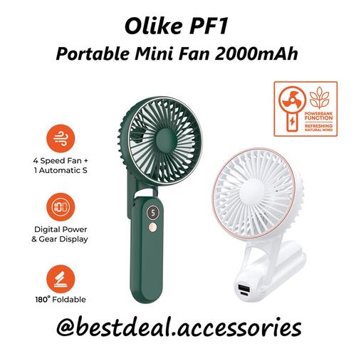 Jual Olike PF1 Kipas Angin Portable Mini Fan Powerbank - spt Robot RT ...