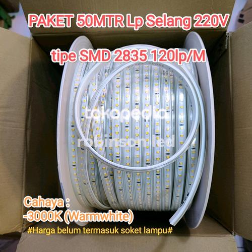 Jual Lampu Selang Led Strip 2835 120mata 220V potongan panjang 50M 50 meter - 3000K Warmwhite ...