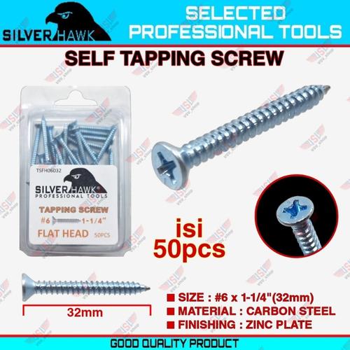 Jual Sekrup Skrup 32mm FAB Self Tapping Screw FH#6x1-1/4" SilverHawk ...