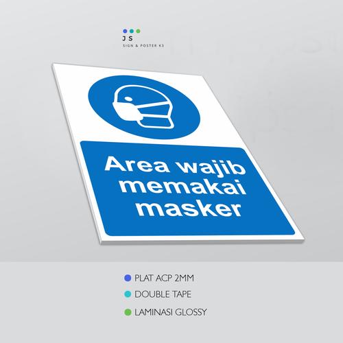 Jual SAFETY SIGN K3 - WAJIB MEMAKAI MASKER PLAT 2mm - S(20x15cm) - Kab ...