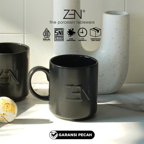 Promo ZEN Mug Gelas Keramik Hitam Macaron Matte Black 330 ml - Jakarta ...