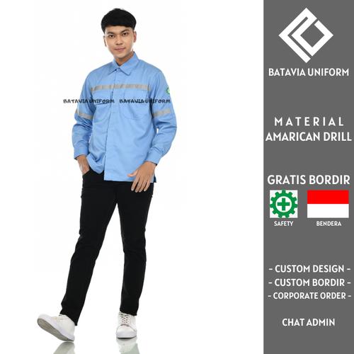 Jual Baju Kemeja Wearpack Werpak Safety K3 Lengan Panjang Bordir Biru ...