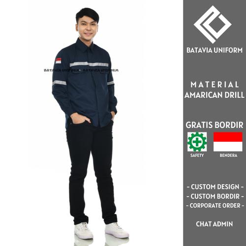 Jual Baju Kemeja Wearpack Werpak Safety K3 Lengan Panjang Bordir Navy ...