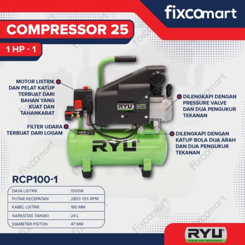 Jual RYU Compressor RCP 100-1 RYU Mesin Kompresor 2850 RPM 1 HP ...
