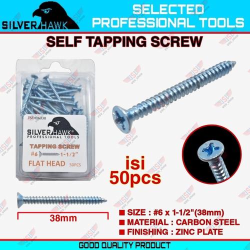 Jual Sekrup Skrup 38mm FAB Self Tapping Screw FH#6x1-1/2" SilverHawk ...