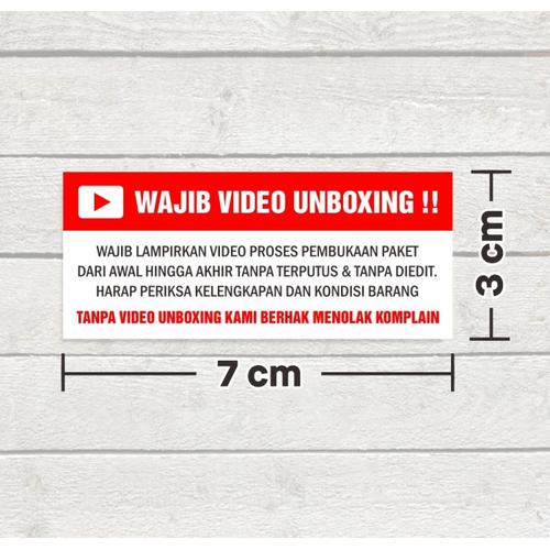 Promo Stiker Label Wajib Video Unboxing 7 x 3 cm (1 pack isi 100 ...