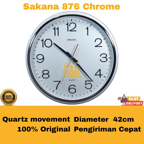 Jual Jam Dinding Besar 42cm, Sakana 876 List Chrome, Design Tipis ...