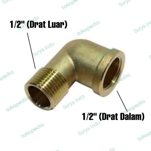 Jual KENI KUNINGAN 1/2" DRAT LUAR DALAM ELBOW / L AIR PANAS DINGIN BRASS - Jakarta Barat ...