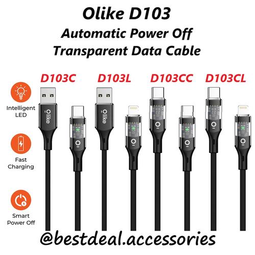 Jual Olike D103 Cable Data Kabel Automatic Power Off USB-C / Lightning ...