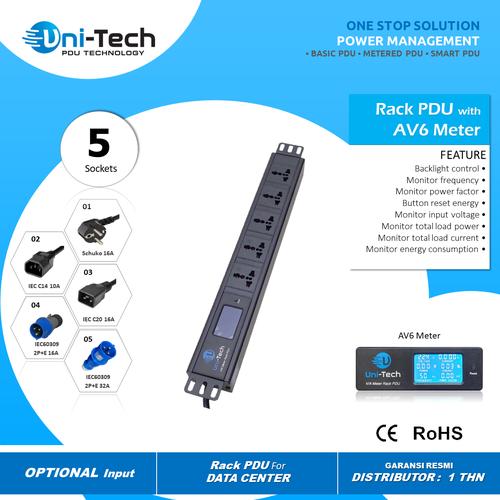 Jual 5 Outlets PDU Universal with AV6 Meter, Input - Ceeform 16A - Kota ...