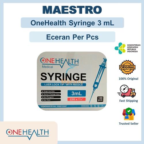 Jual OneHealth Syringe 3ml Spuit 3cc Spoit Jarum Suntik 3 ml cc Eceran ...
