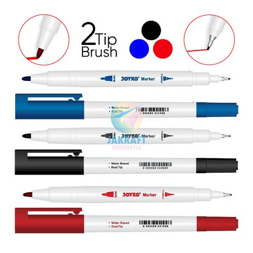 Promo Spidol 2 in 1 JOYKO MK-64 Dual Tips Marker Warna Hitam Biru Merah ...