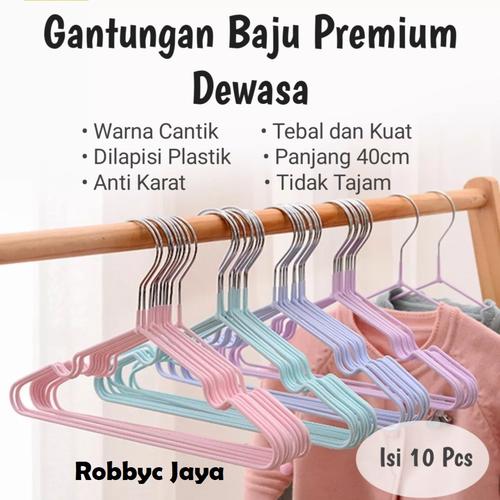 Jual Hanger Besi Dewasa / Gantungan Baju / Hanger Baja (1Pack 10 Pcs ...
